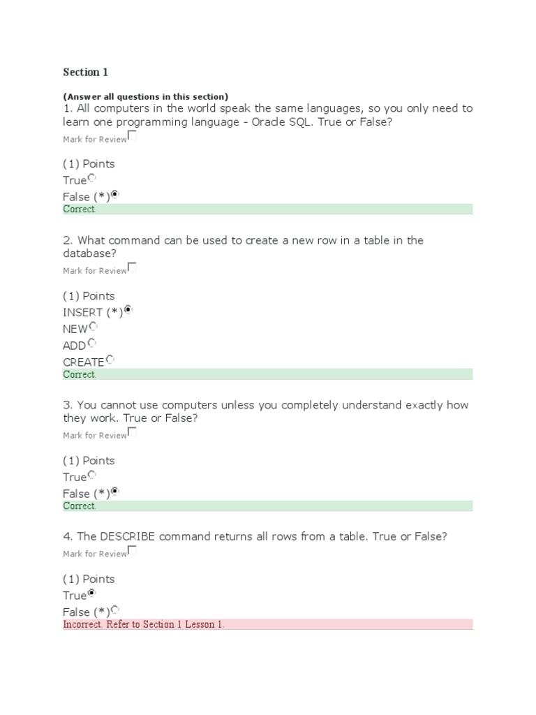 Oracle Database Programming Section 1 Pdf Relational Model