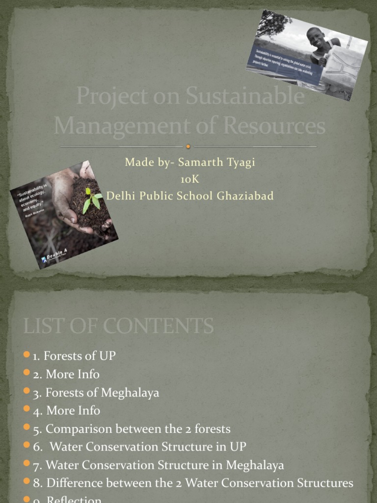 Project On Sustainable Management of Resources - Winter Holiday Homework - Samarth Tyagi 10K ...