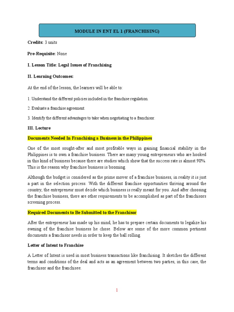 Legal Issues of Franchising | PDF | Franchising | Business