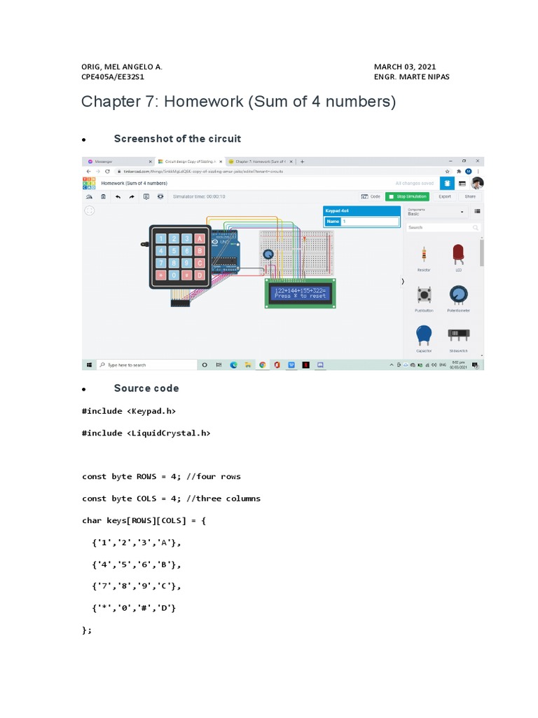 Chapter 7 Homework (Sum of 4 Numbers) | PDF | Computer Programming ...