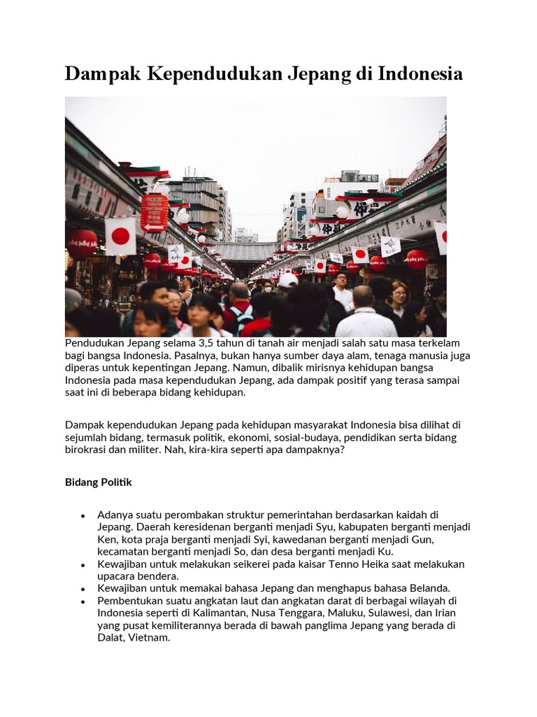 Dampak Kependudukan Jepang Di Indonesia | PDF