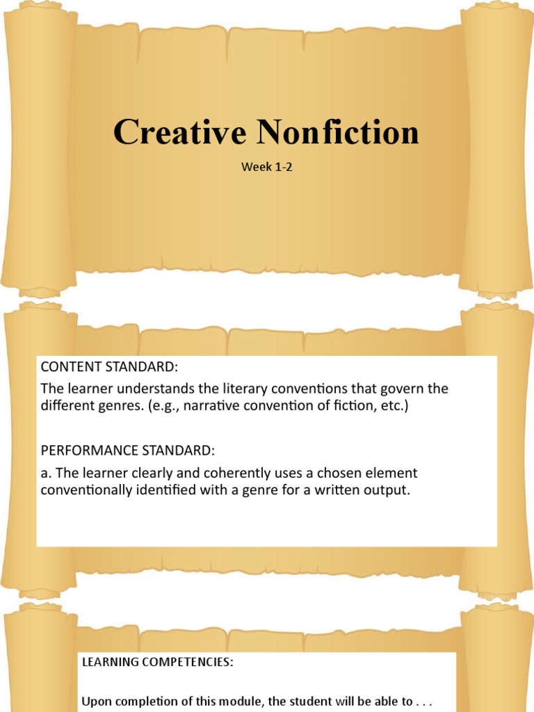 Elements of Creative Nonfiction | PDF | Narration | Narrative