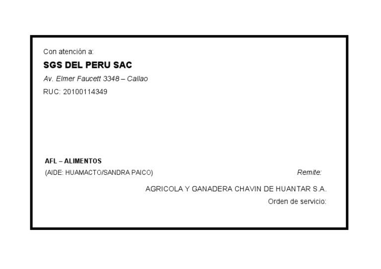 Rotulo de Envio de Muestras | PDF