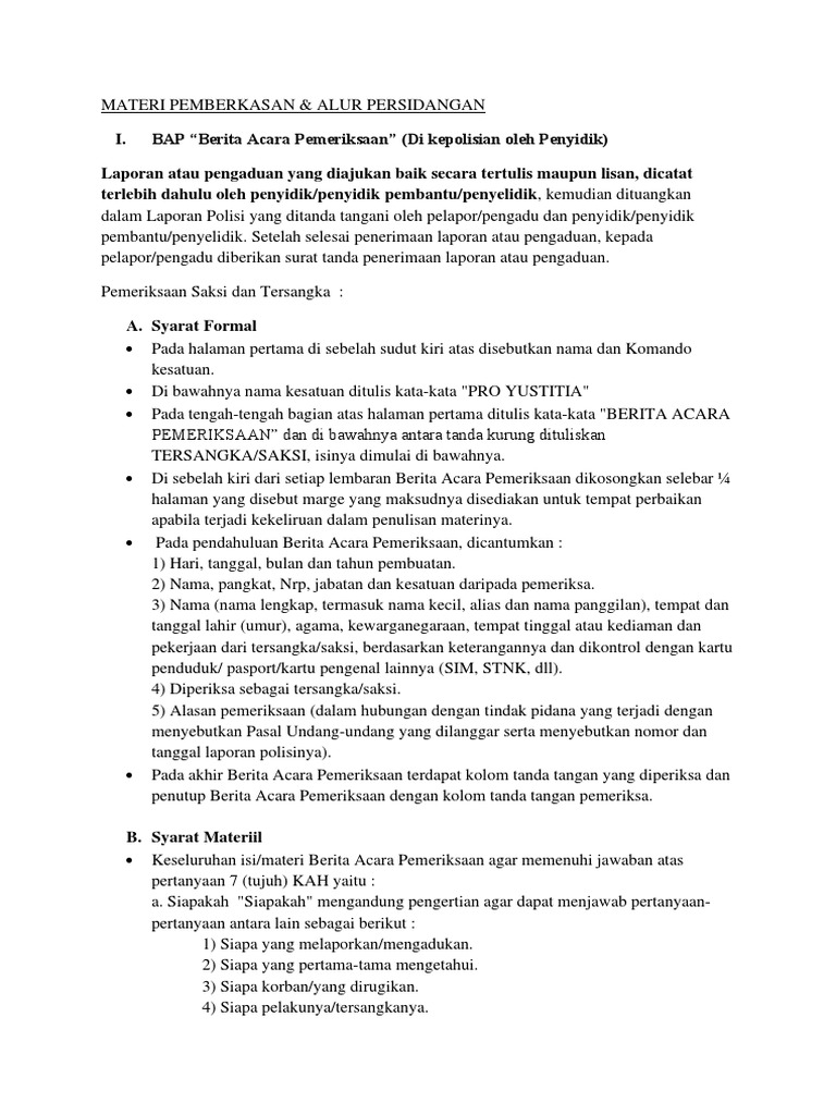 Alur Persidangan & Pemberkasan Pidana | PDF