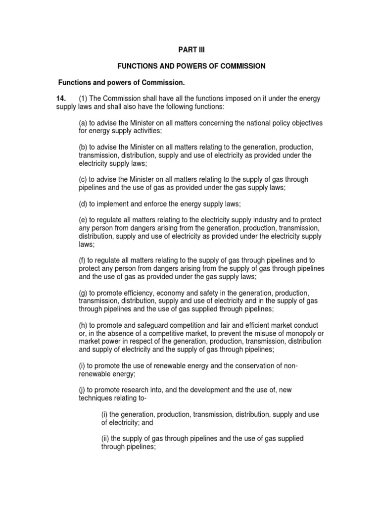 Functions and Powers of Commission Functions and Powers of Commission ...