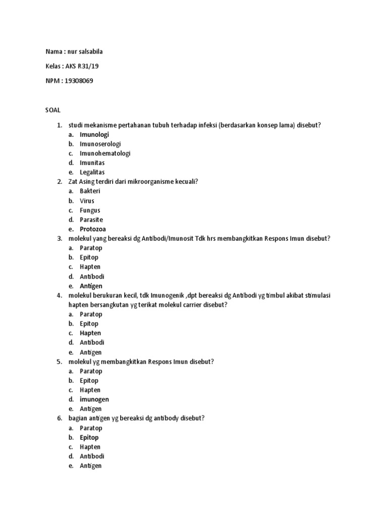 Soal Imser (1-102) Nur Salsabila19308069 | PDF