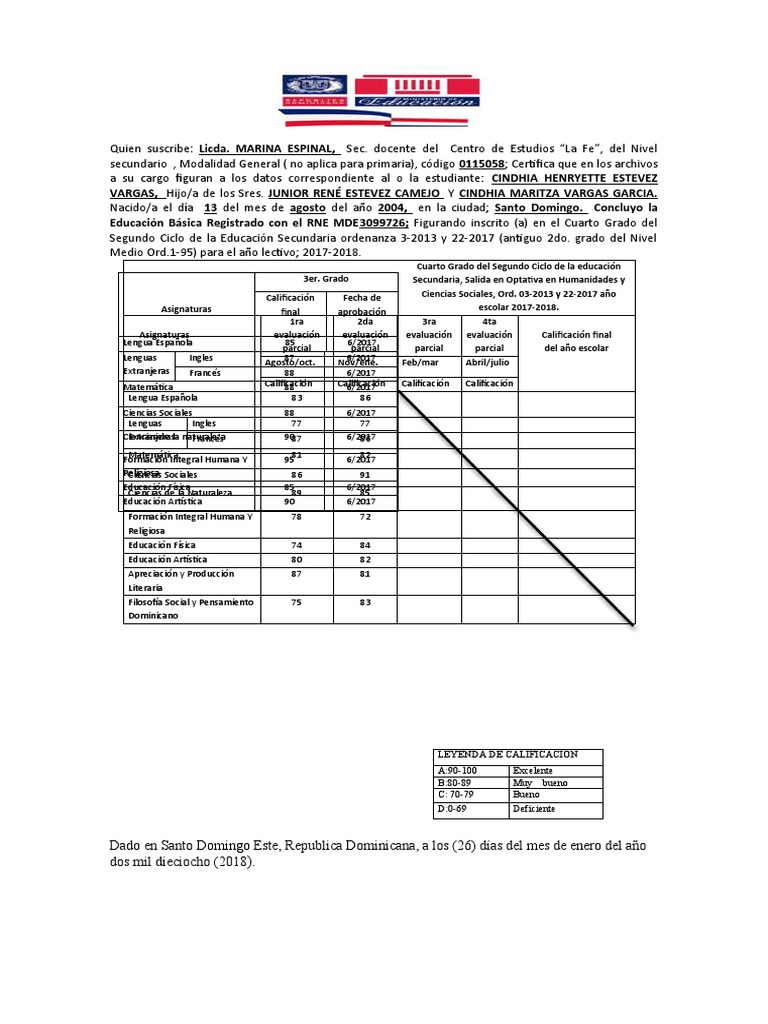 Record de Notas Con El 8vo. 3er. y Año No Terminado | PDF