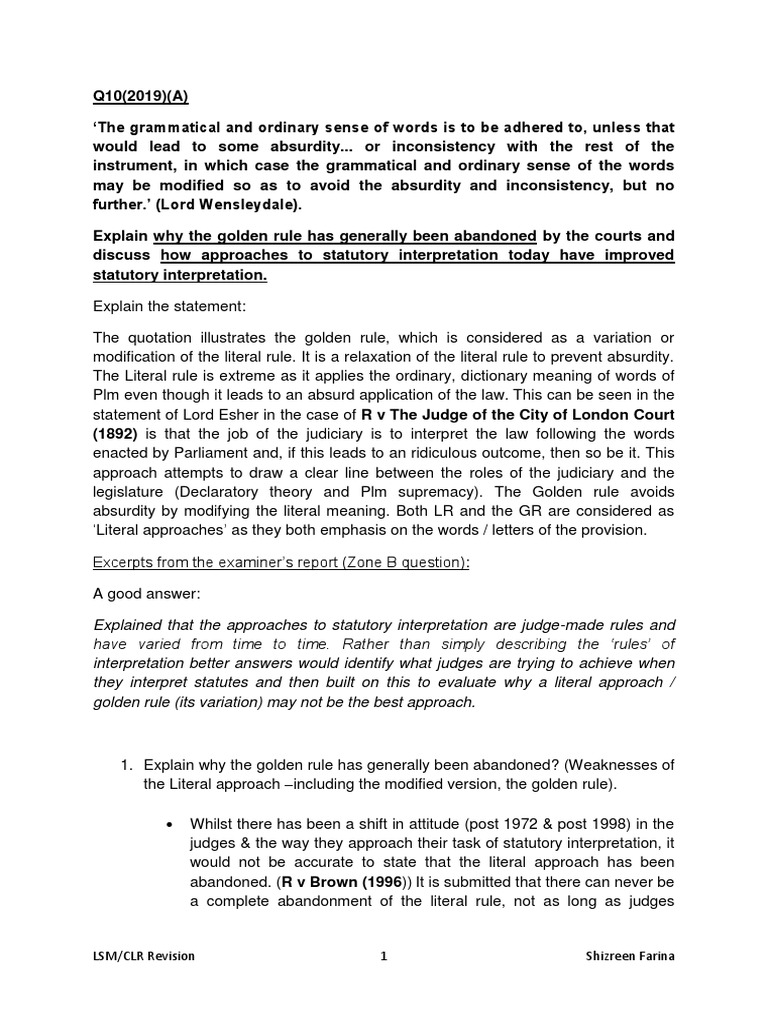 Legal System and Methods QnA | PDF | Statutory Interpretation | Plain ...