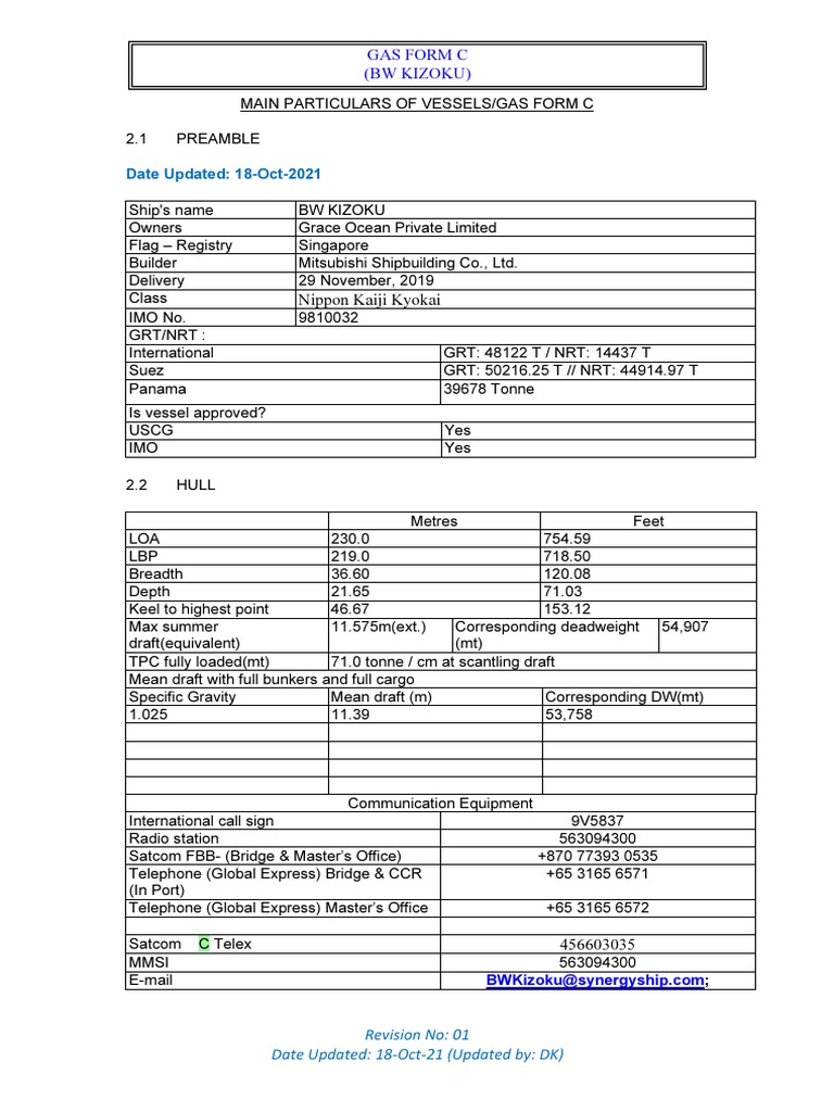 BW Kizoku Gas Form C | Download Free PDF | Liquefied Petroleum Gas ...