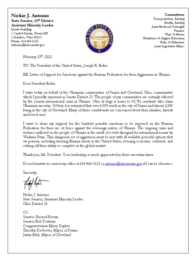 Ukrainian Letter From Antonio | PDF | Ukraine | Ohio