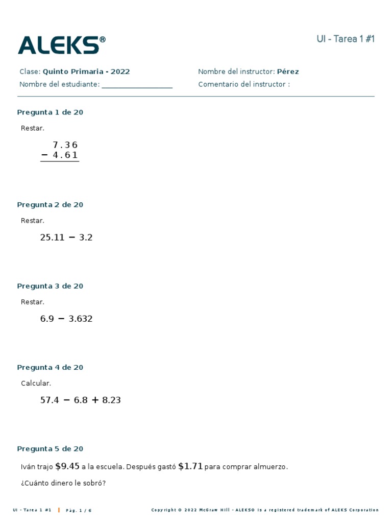 Cuarto - Aleks 1 | PDF