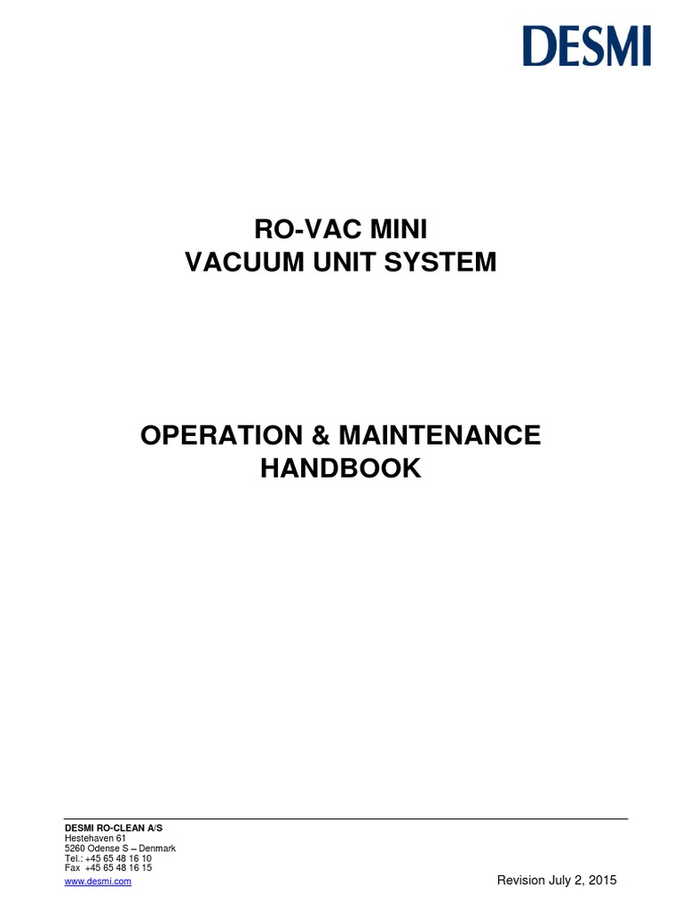 Manual Rovac Mini | PDF | Pump | Vacuum