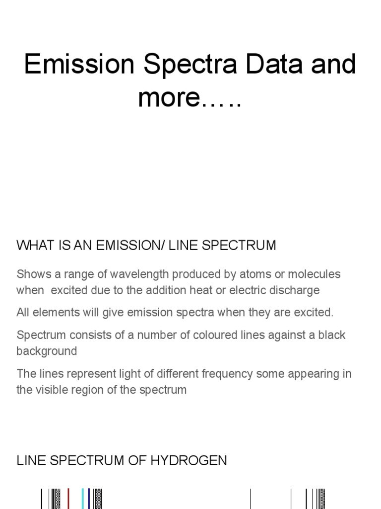 Emission Spectra Data and More .. | PDF | Electron Configuration ...