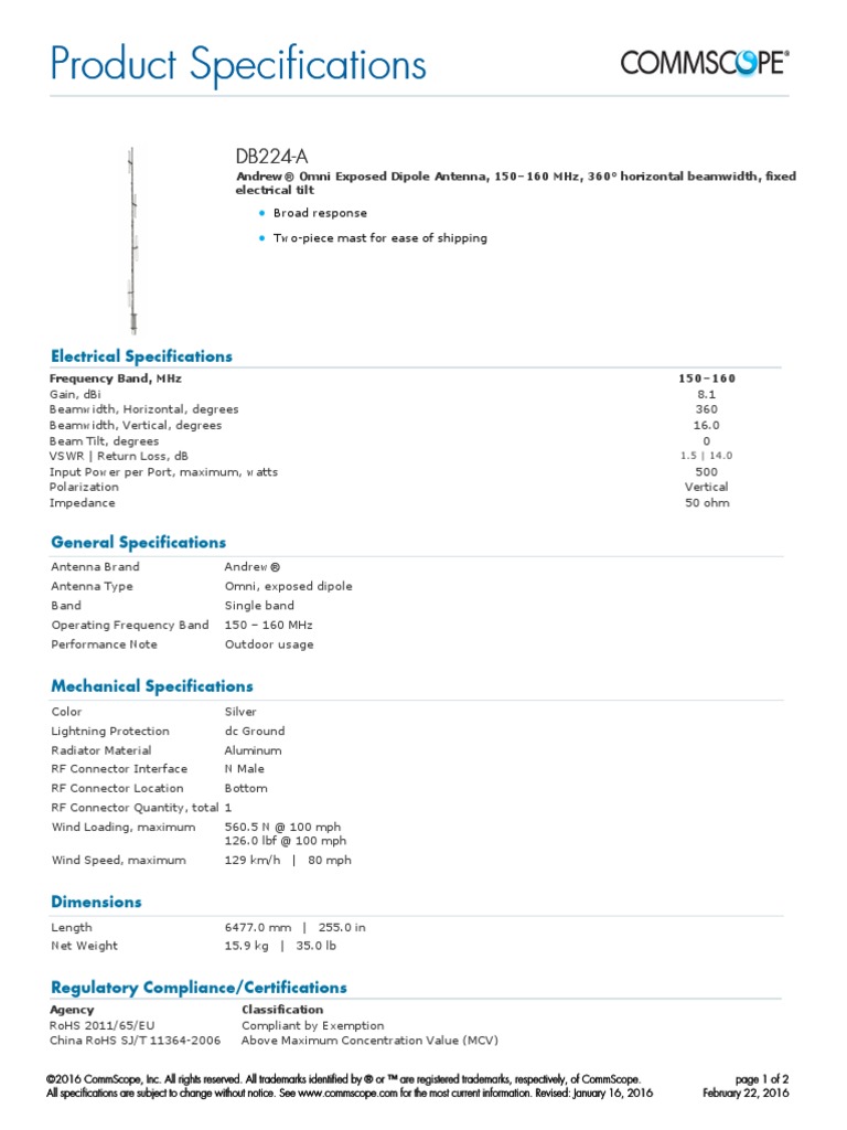Product Specifications Product Specifications: DB224 DB224 - AA | PDF ...