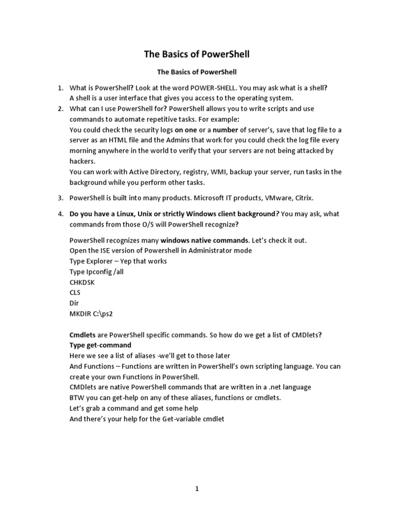 02 The Basics of PowerShell | PDF | Computing | Utility Software