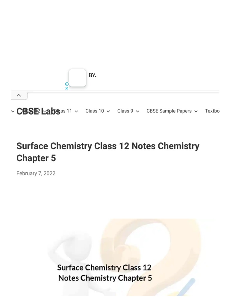 Surface Chemistry Class 12 Notes Chemistry Chapter 5 - CBSE Labs | PDF ...
