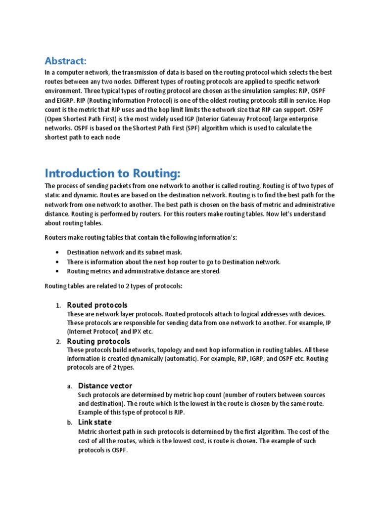 Routing Protocols OSPF and RIP | PDF | Routing | Computer Network