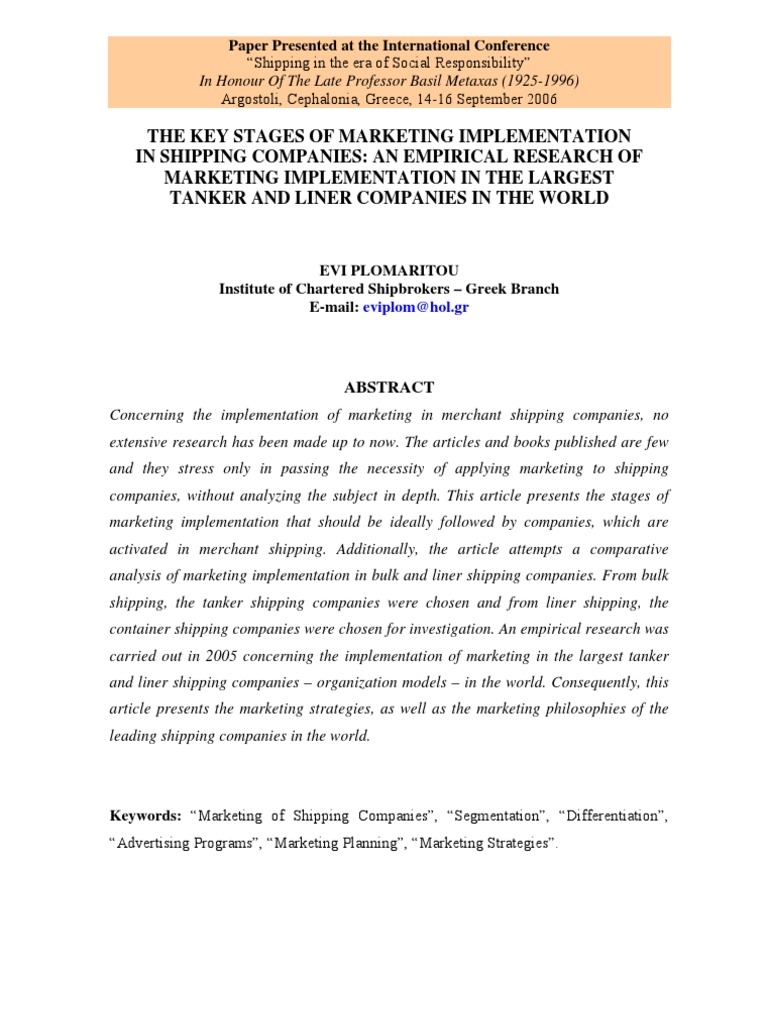 Marketing Strategies for Shipping Companies | PDF | Market Segmentation ...