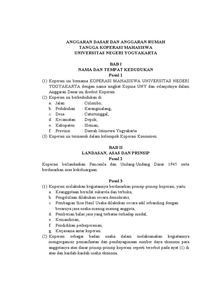 Contoh Ad Art Koperasi Pdf