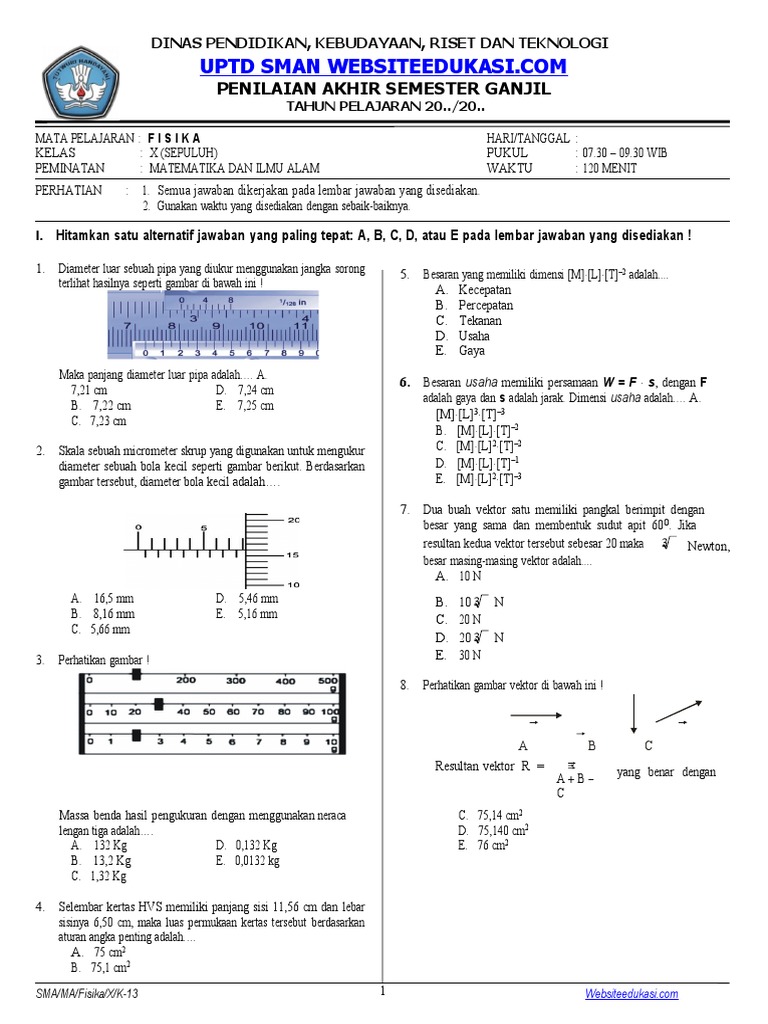 Soal Pas Fisika Kelas X k13 | PDF