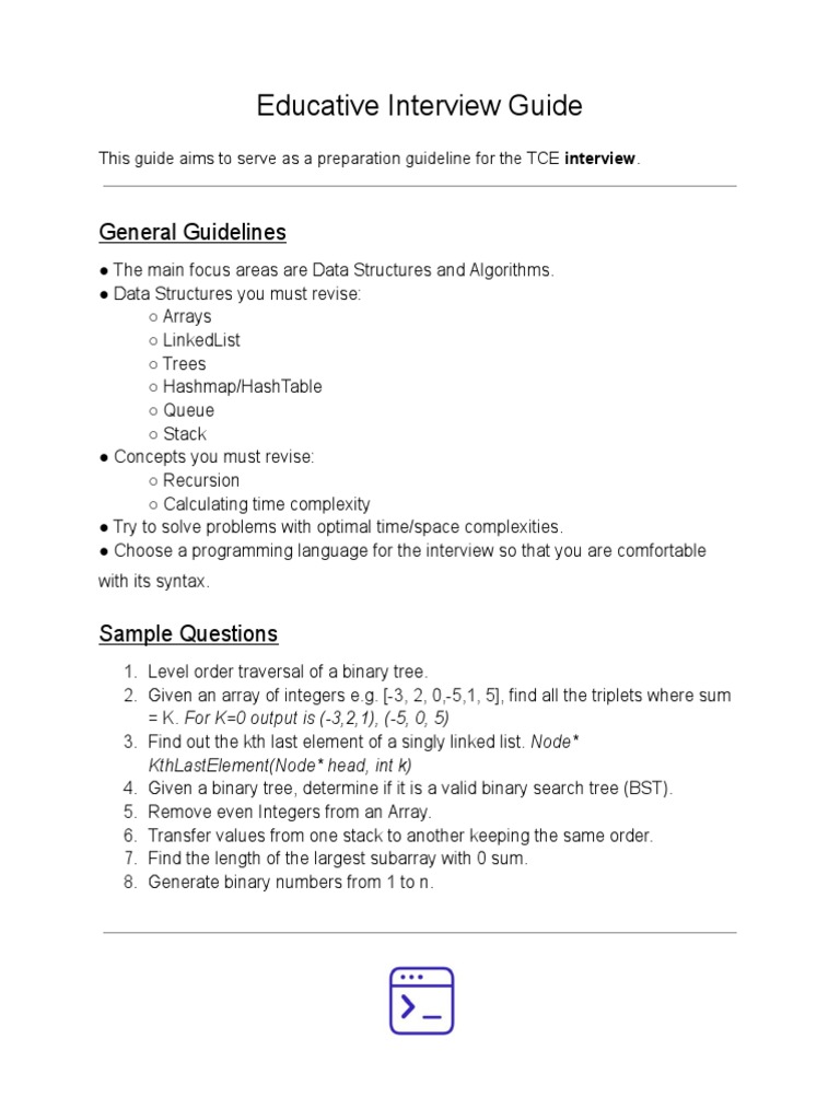 Educative Interview Guide: General Guidelines | PDF