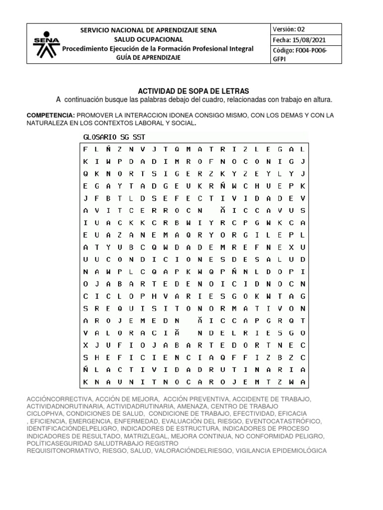 Sopa de letras: Prevención de riesgos laborales | PDF | Negocios