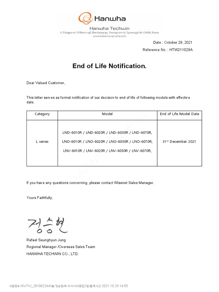EOL - L Series - 211029 | PDF
