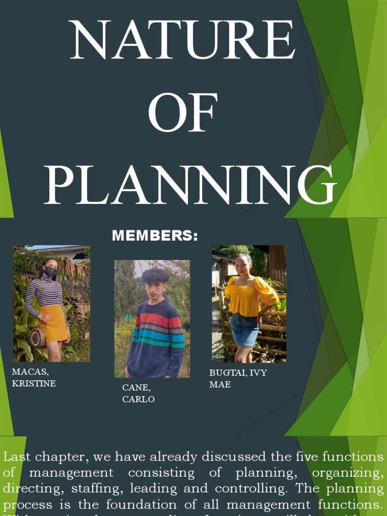 Nature of Planning Final | PDF | Goal | Planning