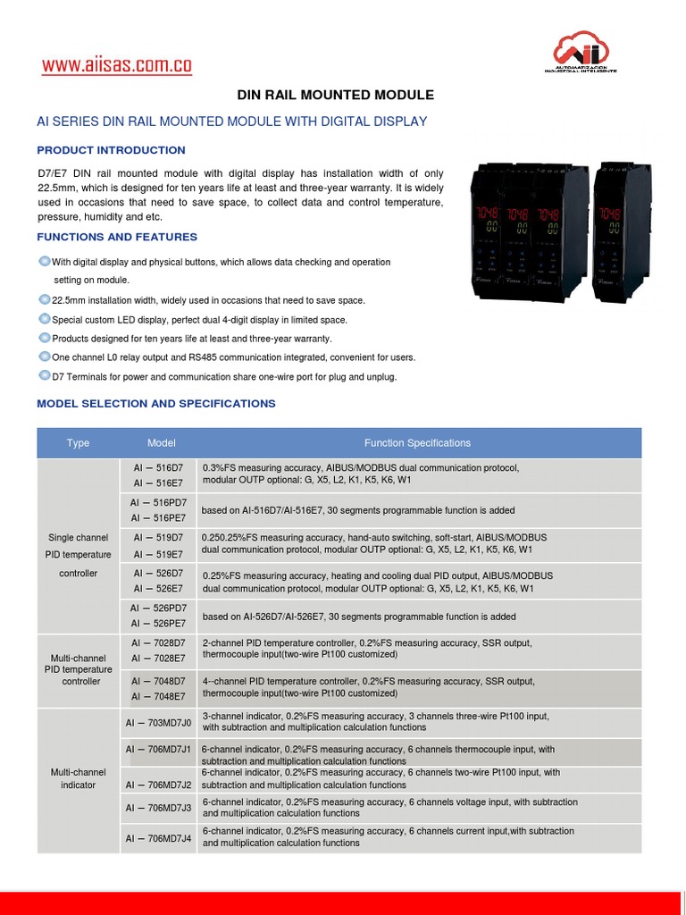 D7E7 Series DIN Rail Mounted Module - AII | PDF | Computing | Computer ...