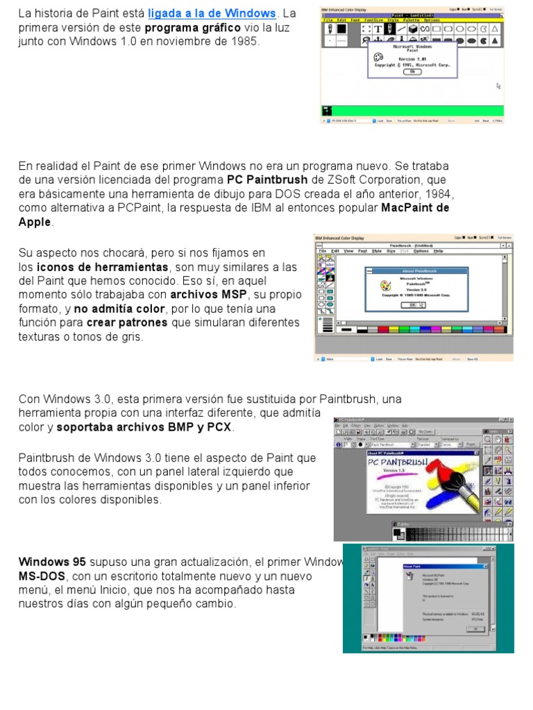 Historia de Paint | PDF | Microsoft Windows | Arquitectura de Computadores