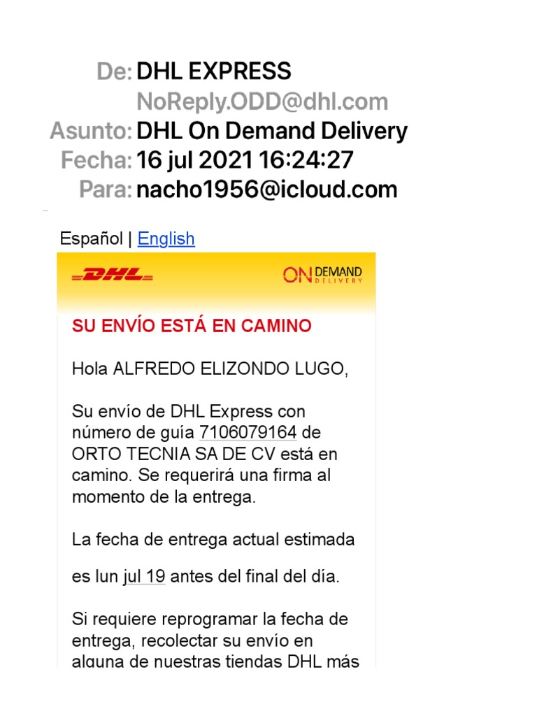 DHL On Demand Delivery | PDF