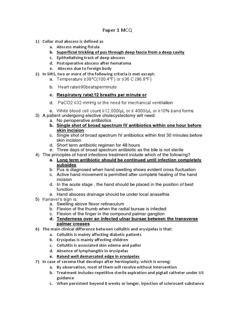 Paper 1 MCQ | PDF | Interventional Radiology | Ischemia