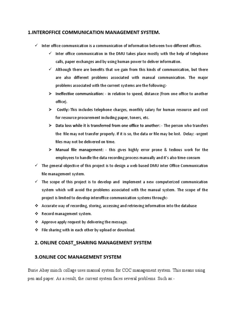1.interoffice Communication Management System | PDF | Databases ...