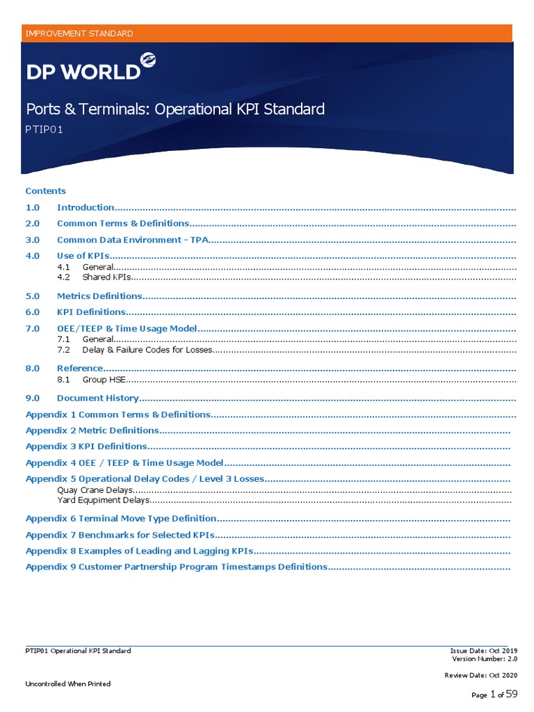 PTIP01 KPI Standard v2 Draft Standard | PDF | Performance Indicator | Reliability Engineering