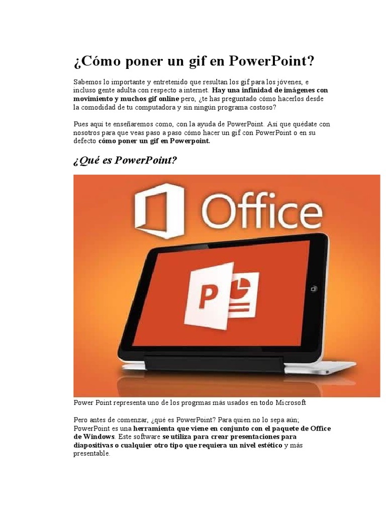 Cómo insertar GIFs en PowerPoint | PDF | Microsoft PowerPoint ...