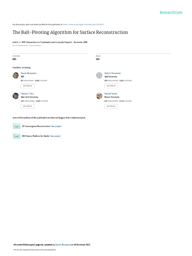 The Ball-Pivoting Algorithm For Surface Reconstruc | PDF | Image ...