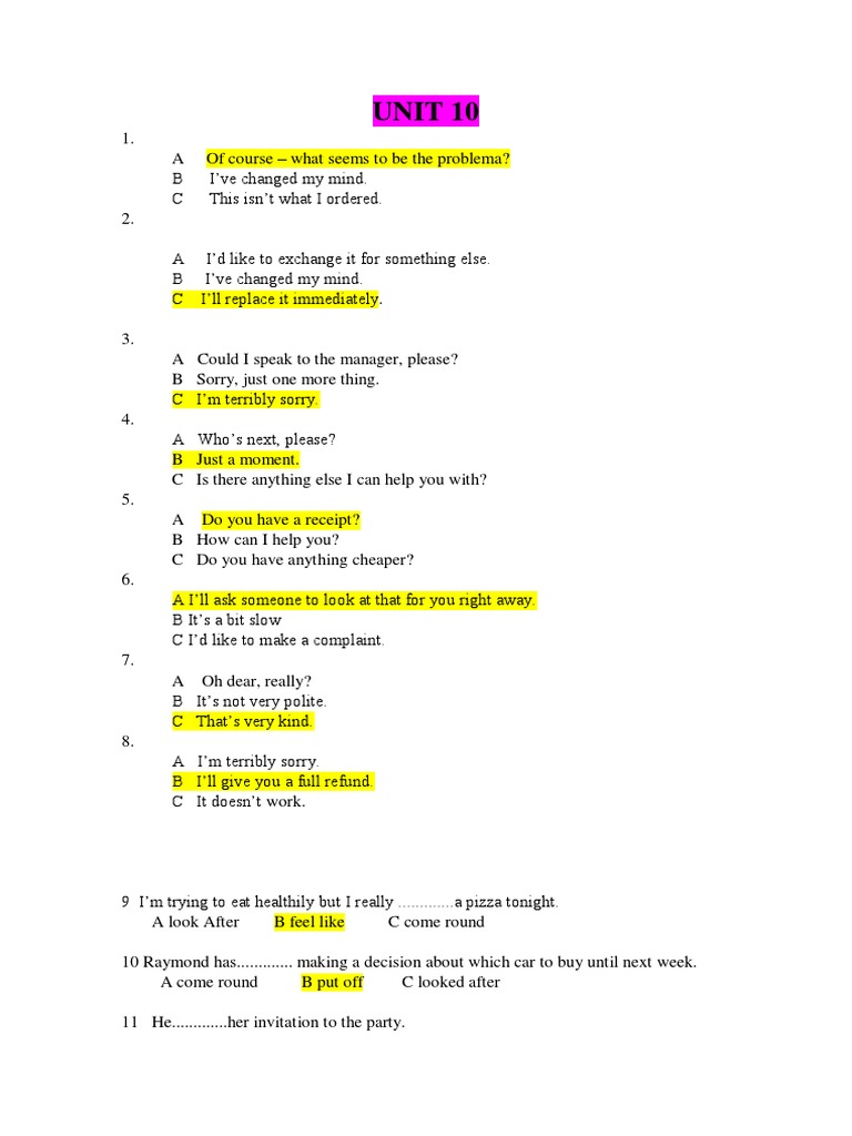 Unit 10 - 11 - 12 | PDF | Waiting Staff