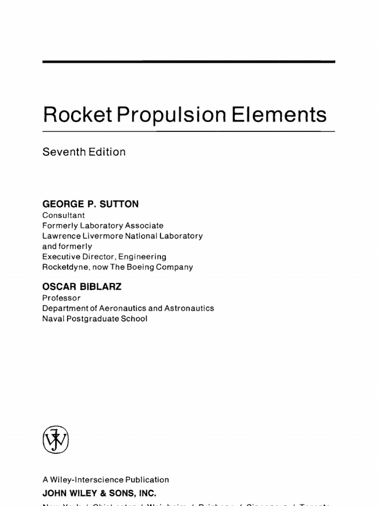 Rocket Propulsion Elements: Seventh Edition | PDF | Rocket Engine ...