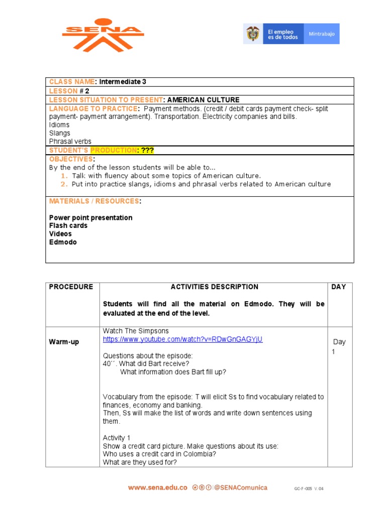 American Culture Lesson Plan | Download Free PDF | Payments | Credit Card American Culture Lesson Plan | Download Free PDF | Payments | Credit Card