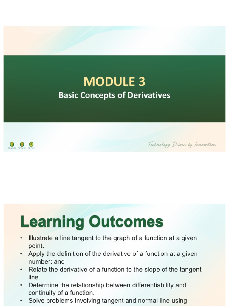 Basic Concepts of Derivatives | PDF | Tangent | Derivative