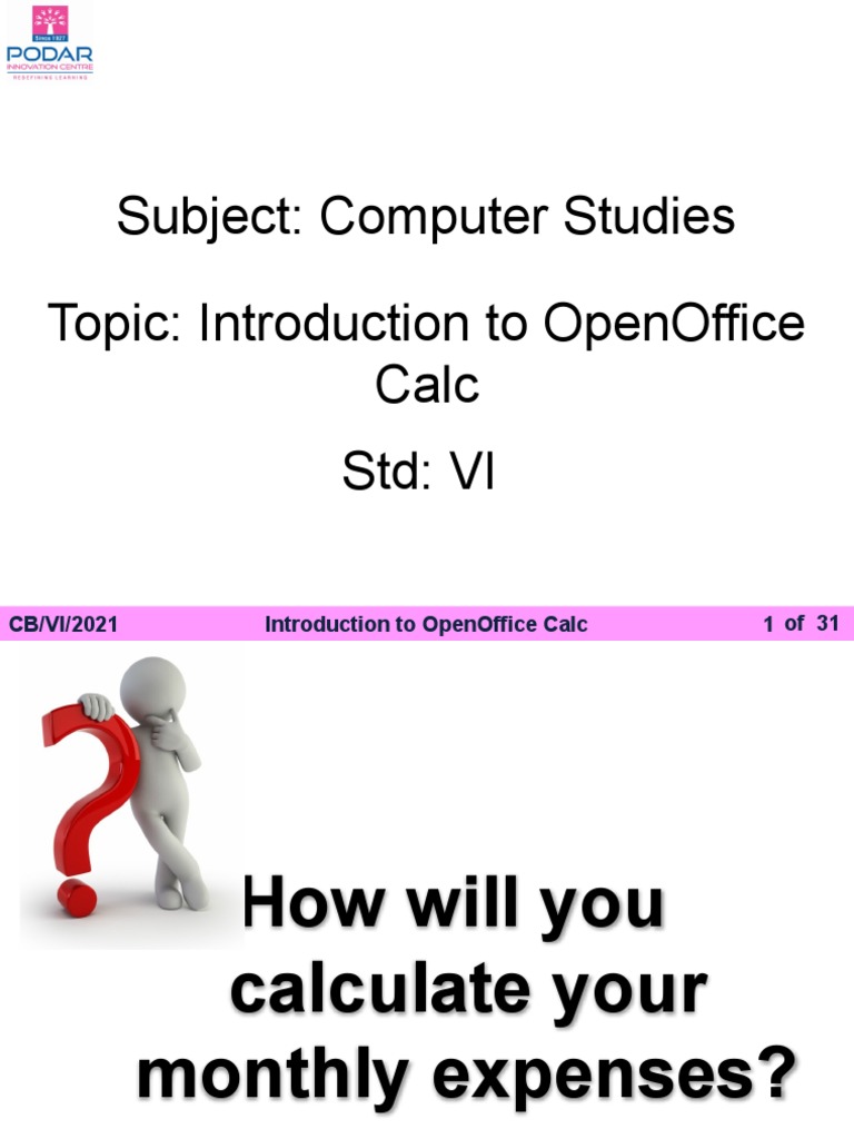 CBSE - VI - Computers - Introduction To OO Calc | PDF | Spreadsheet | Computing