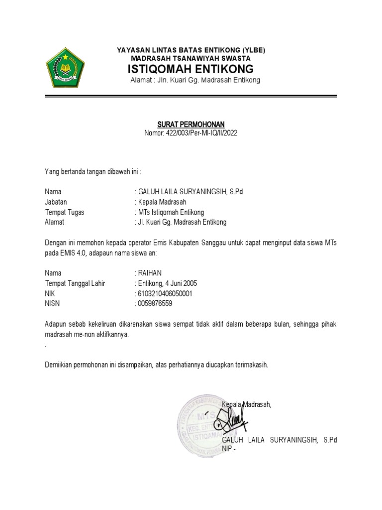 Permohonan Kamad Mts | PDF