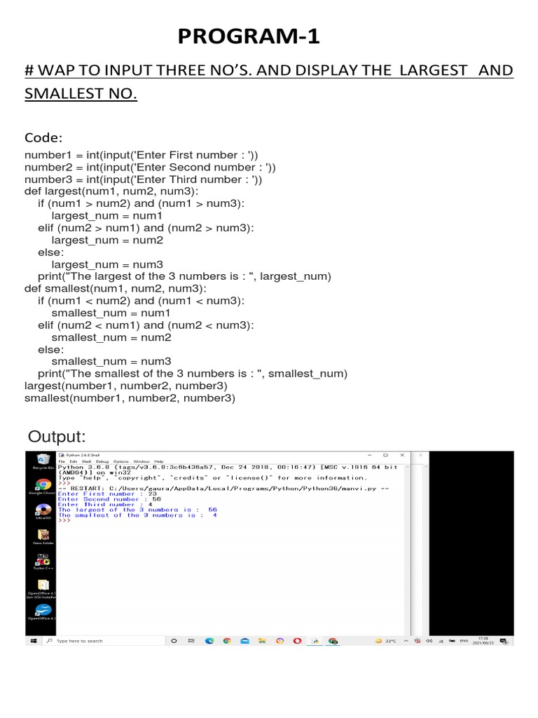 Program-1: # Wap To Input Three No'S. and Display The Largest and ...