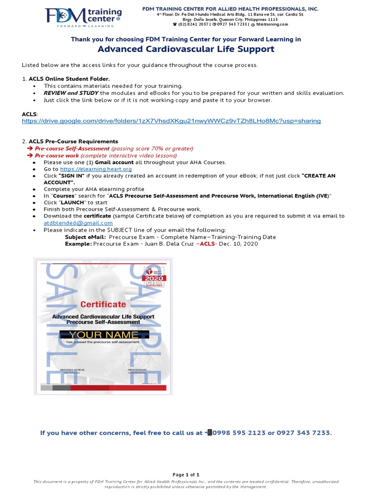 ACLS Only Pre Course Instructions | PDF | Computing | Communication