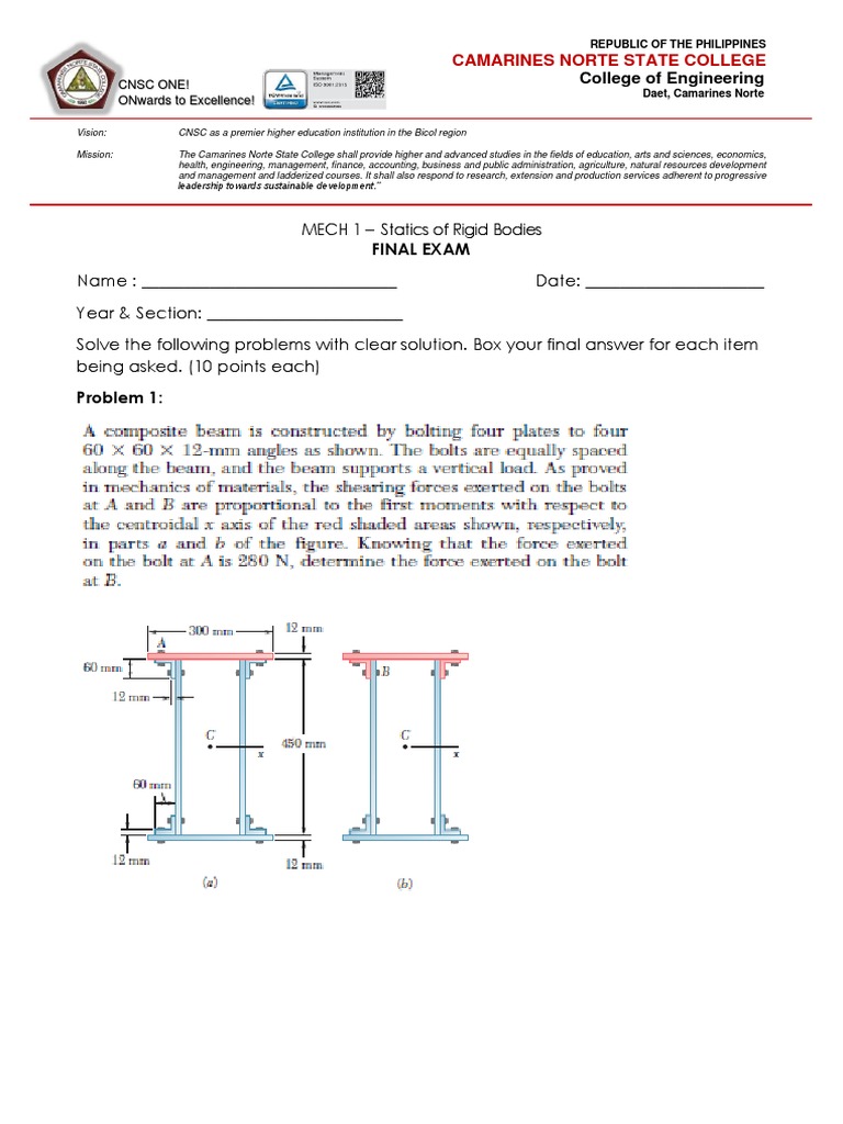 Final Exam - Statics - 2021 | PDF