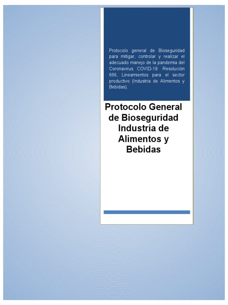 Protocolo General Industria de Alimentos y Bebidas | PDF | Lavado de ...