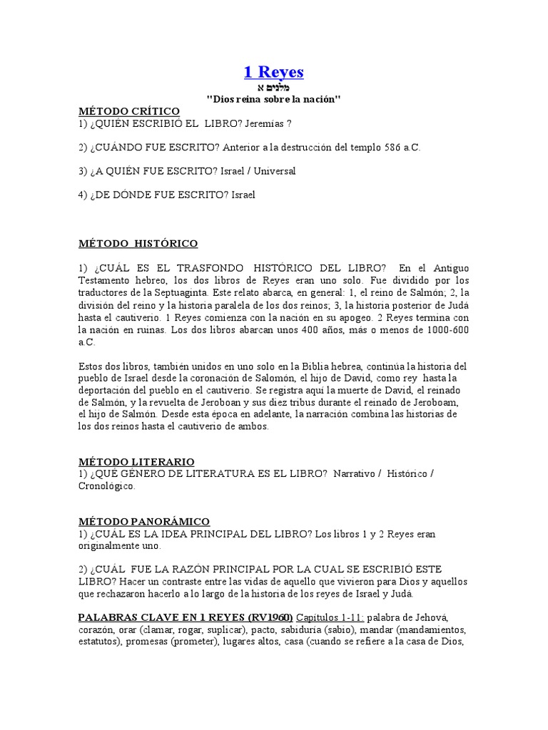 1 Reyes | PDF | Libros de reyes | Pueblos antiguos del Cercano Oriente