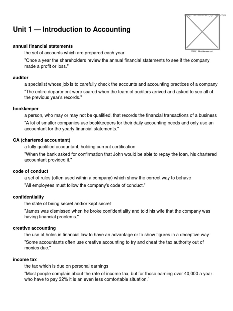 Unit 1 - Introduction To Accounting: Annual Financial Statements | PDF ...