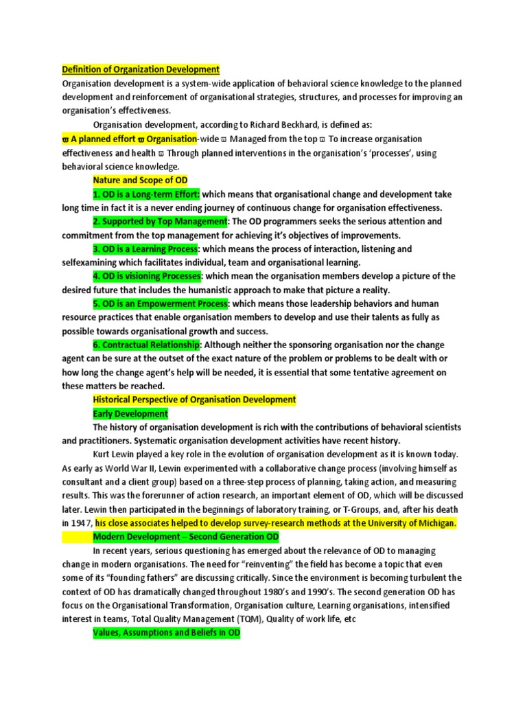 Definition of Organization Development Organisation Development Is A ...