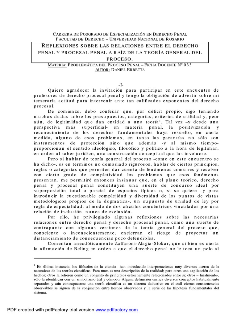 Edp - Ficha 033 - Erbetta - Reflexiones Sobre Las Relaciones Entre El DP y DPP A Raiz de La ...